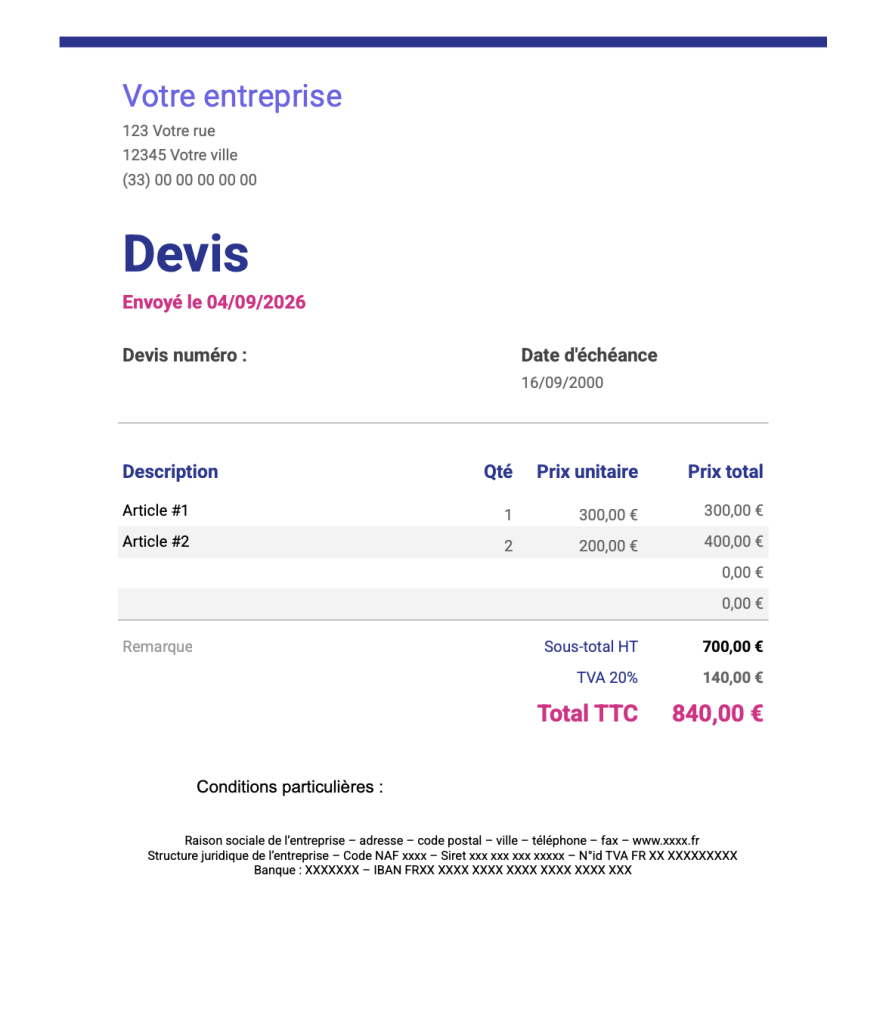 9 modèles de devis en ligne gratuits (Canva, Google Sheets, Docs)